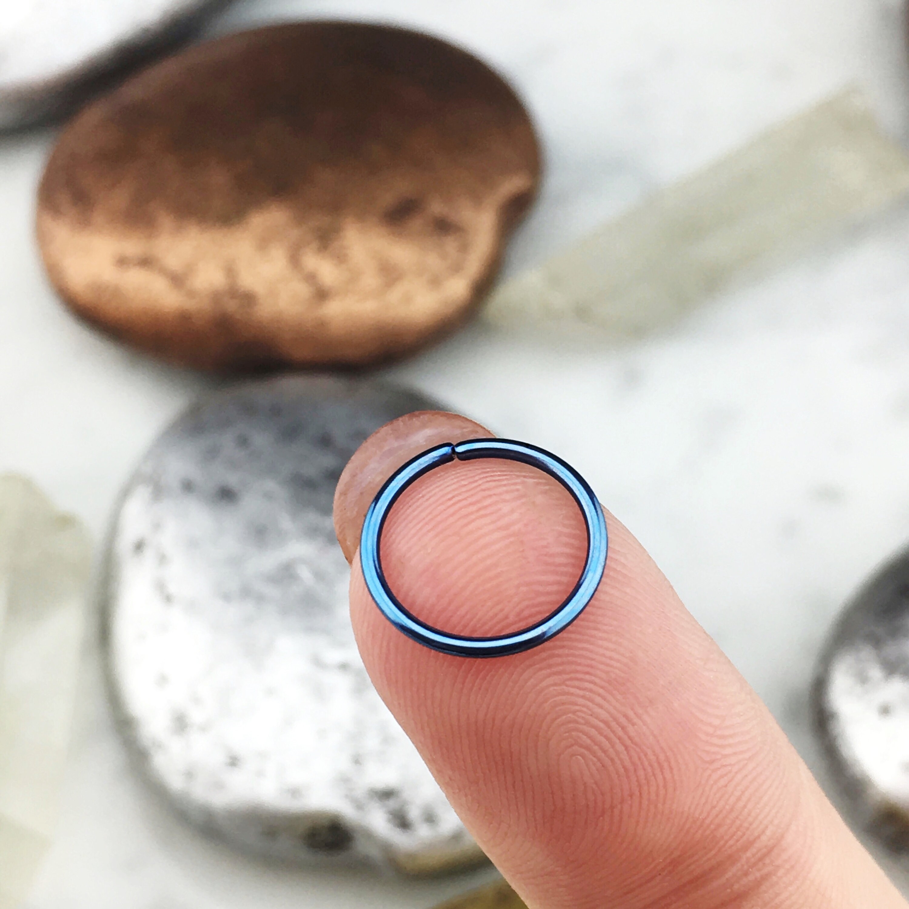 Blue Titanium Nose Hoop Titanium Septum Ring Custom Septum - Etsy