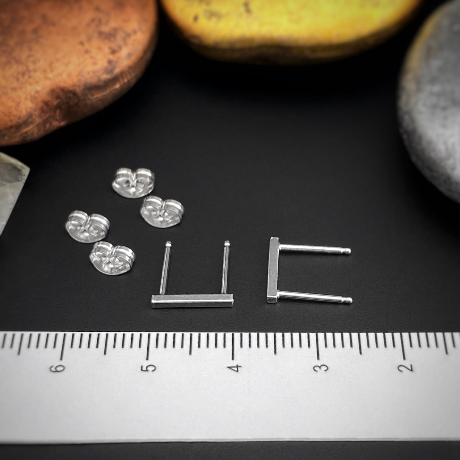 Double Bar Studs, Square Double Piercing Earrings, Double Earrings ...