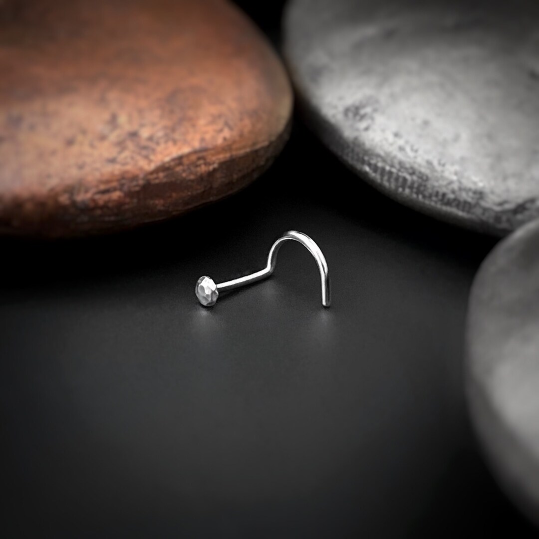 HANDMADE TO ORDER Hammered Dome Nose Ring, Nose Stud, Hammered Silver ...