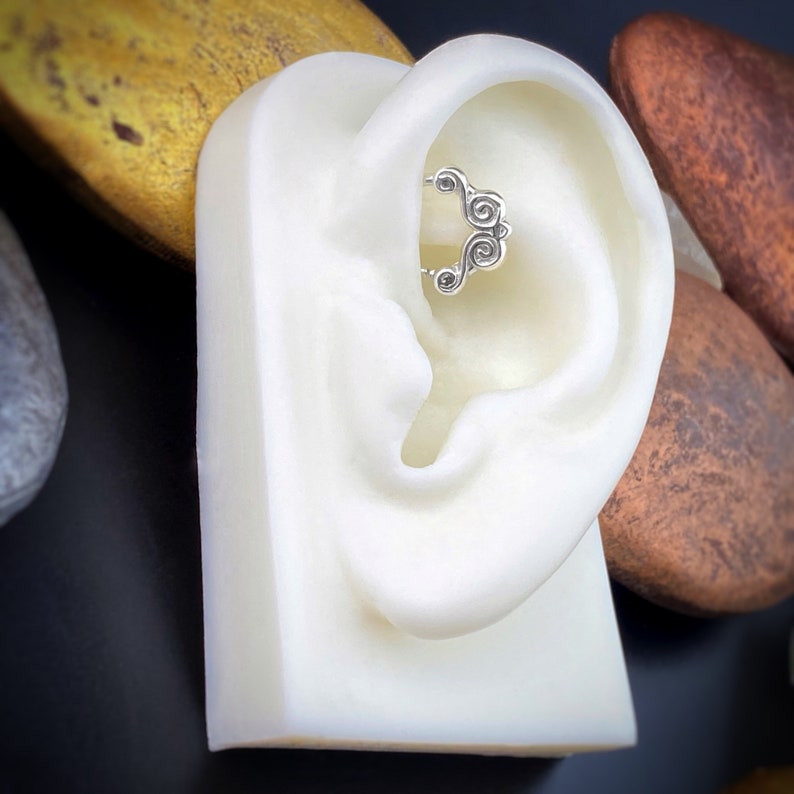 Scroll Septum Ring Spiral Nose Hoop Sterling Silver Nose | Etsy