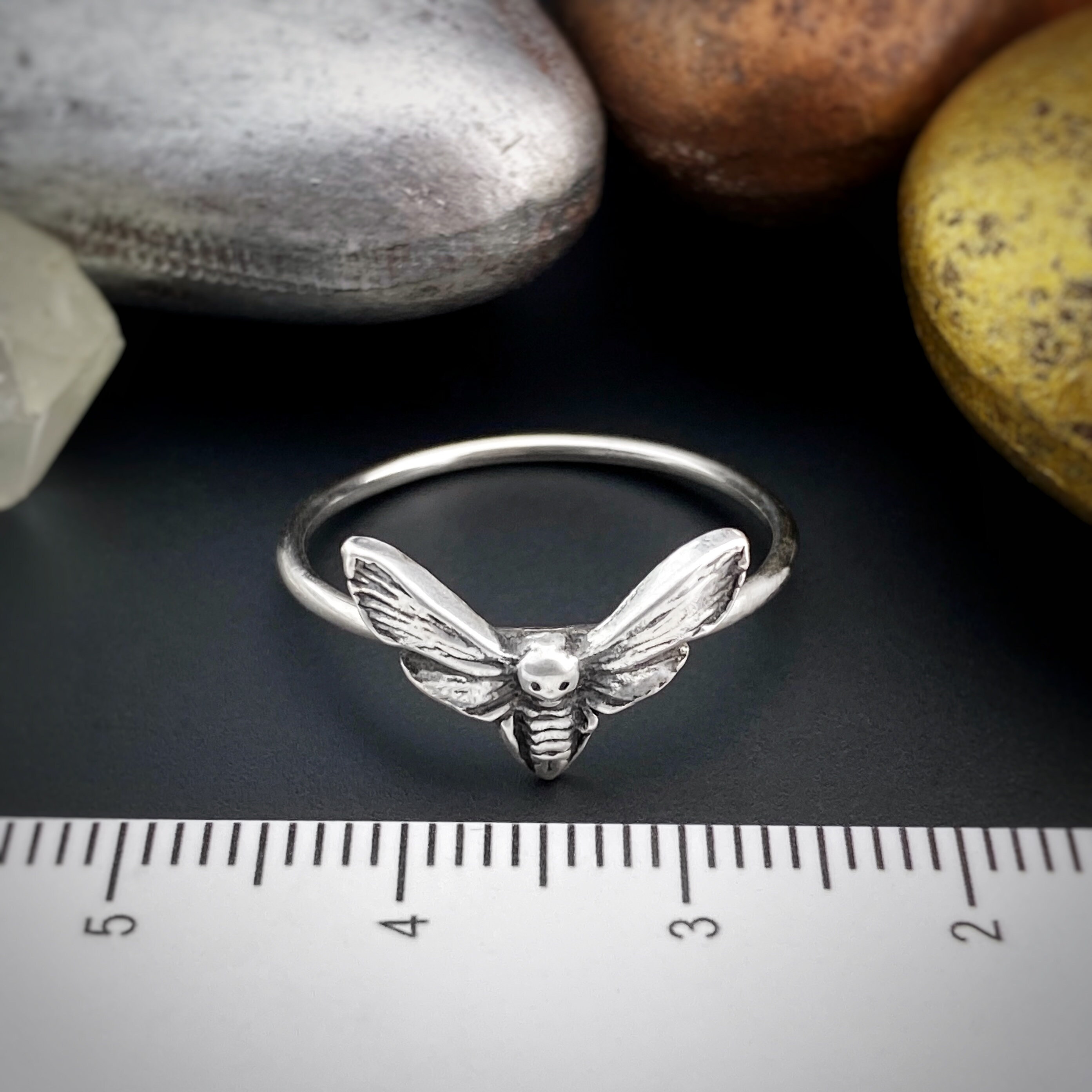 Silver Moth Ring Silver Ring Statement Ring Death Head | Etsy