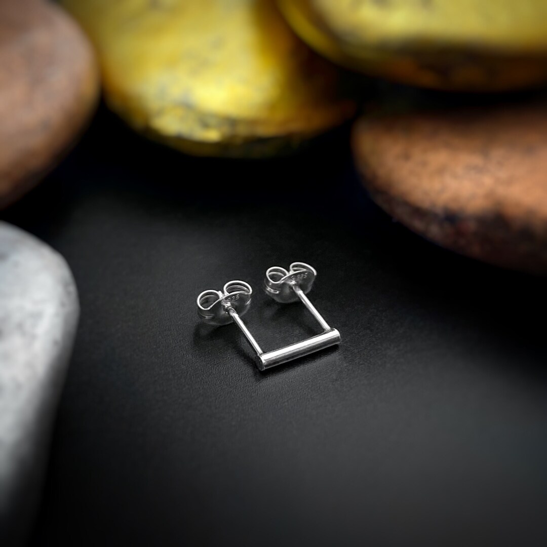 Double Bar Studs, Double Piercing Earrings, Double Bar Earrings, Double ...