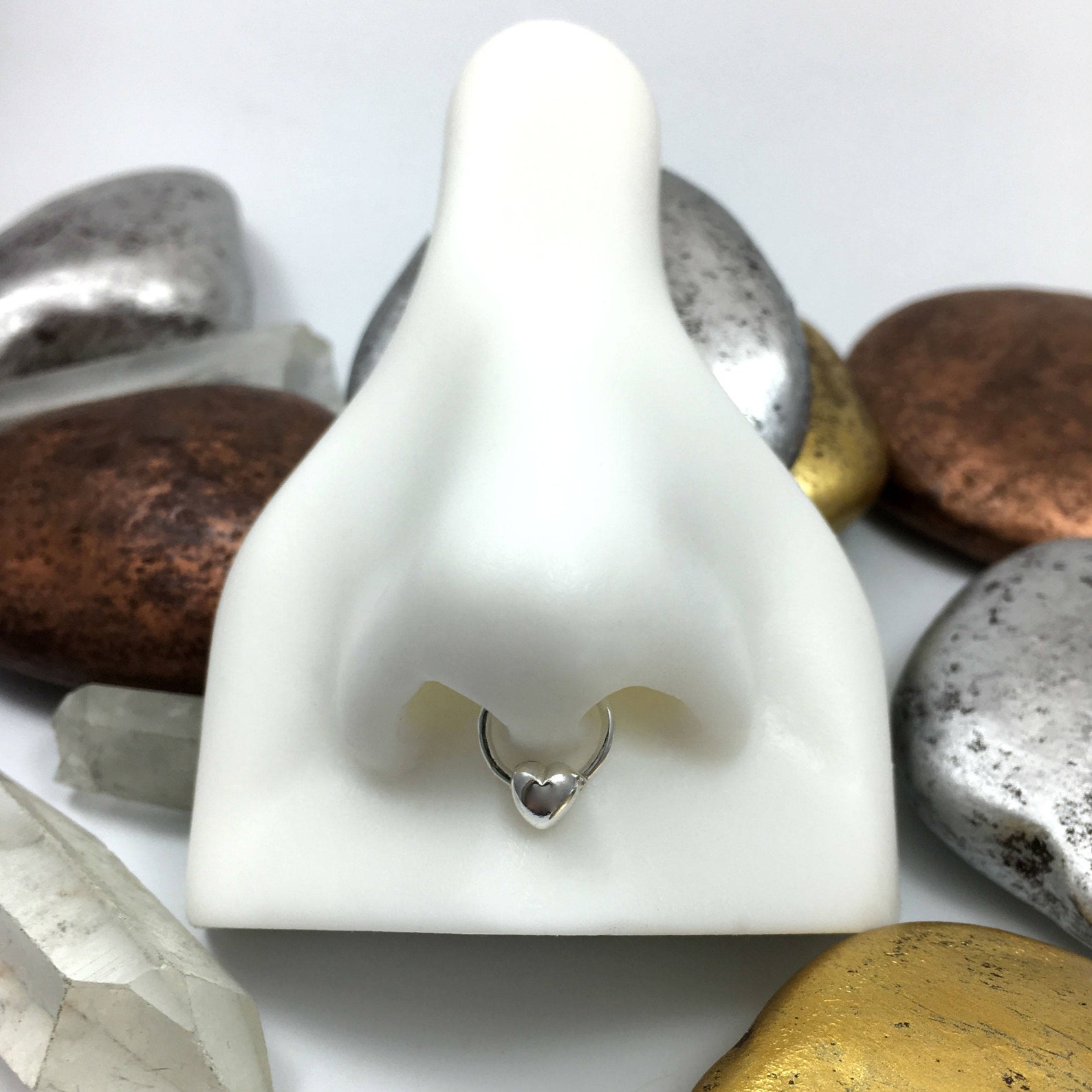 Handmade Tiny Heart Septum Ring, Solid Silver Septum Hoop - Etsy