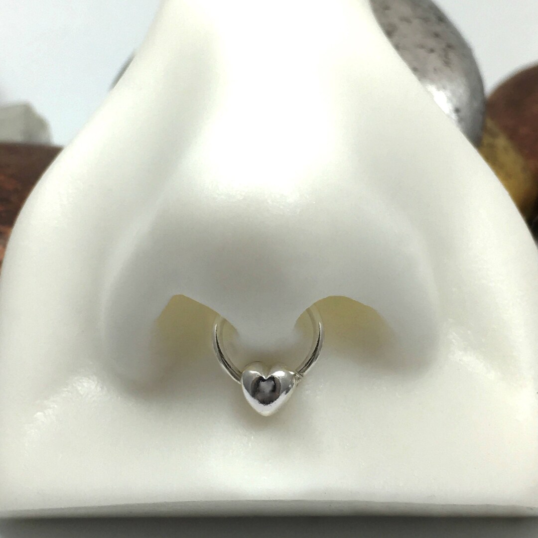 Handmade Tiny Heart Septum Ring, Solid Silver Septum Hoop - Etsy