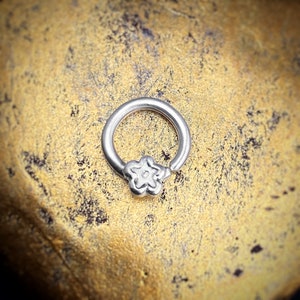 Flower Septum Ring, Septum Hoop, Flower Nose Ring, Sterling Silver Nose ...