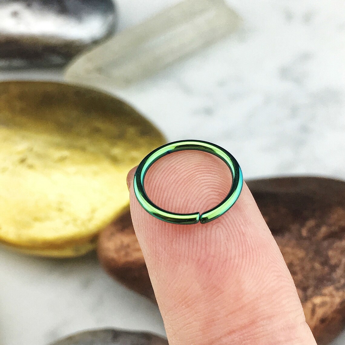 Green Titanium Nose Hoop Titanium Septum Ring Custom Septum | Etsy