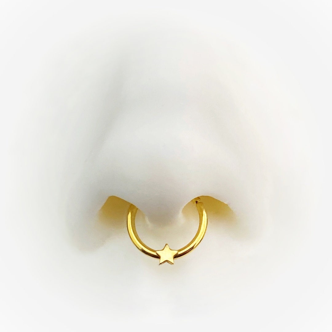 Star Septum Hoop, Star Septum Ring, Silver Septum Piercing, Septum Hoop ...