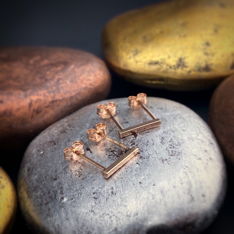 Double Bar Studs Square Double Piercing Earrings Double - Etsy