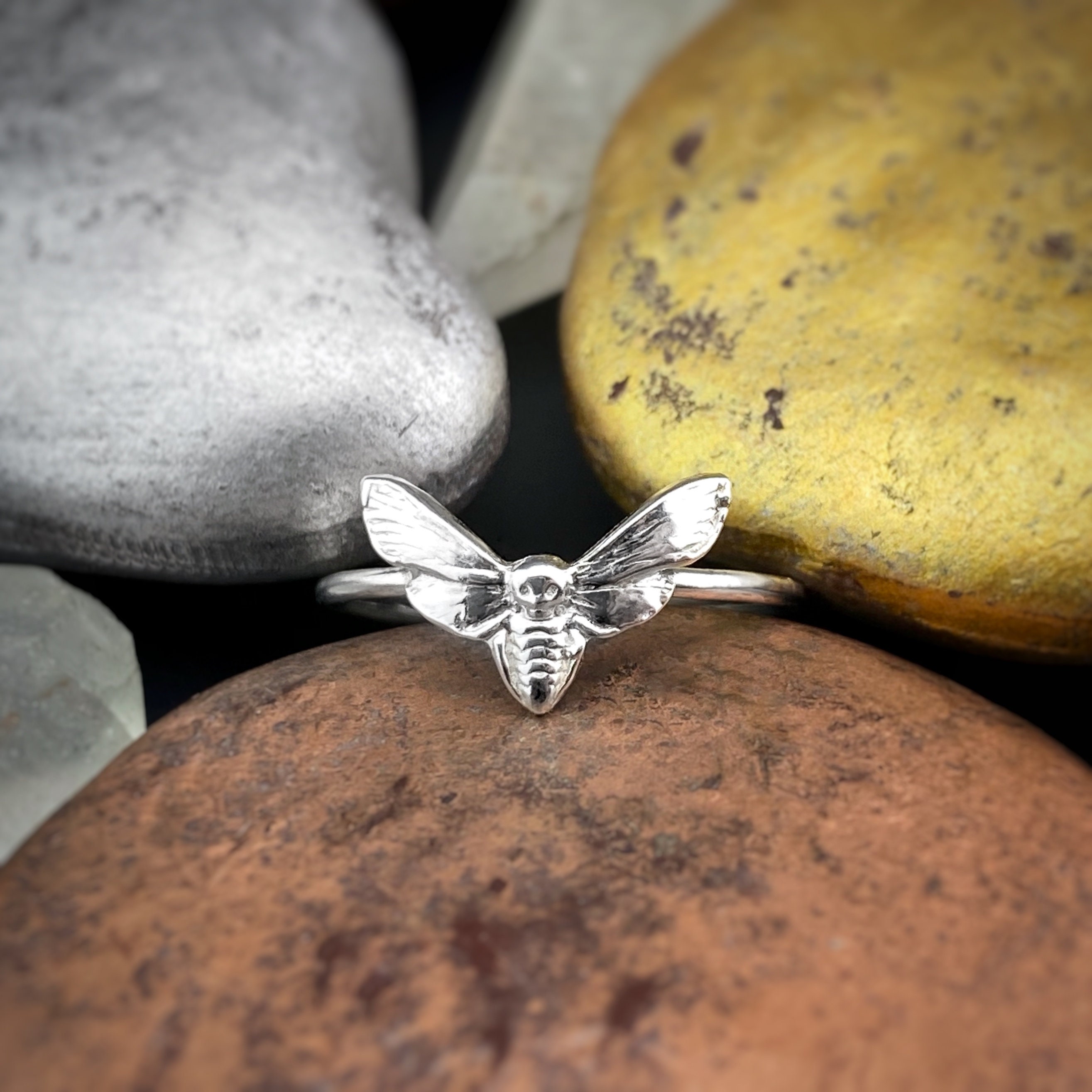 Silver Moth Ring Silver Ring Statement Ring Death Head | Etsy