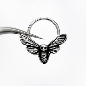 Hand Sculpted Death Head Moth Septum Ring, Fine Silver Hoop - Etsy