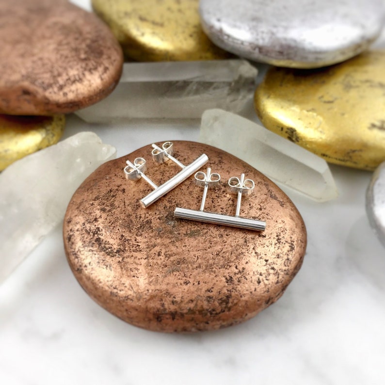 Double Bar Earrings Double Piercing Bar Studs Double Stud | Etsy