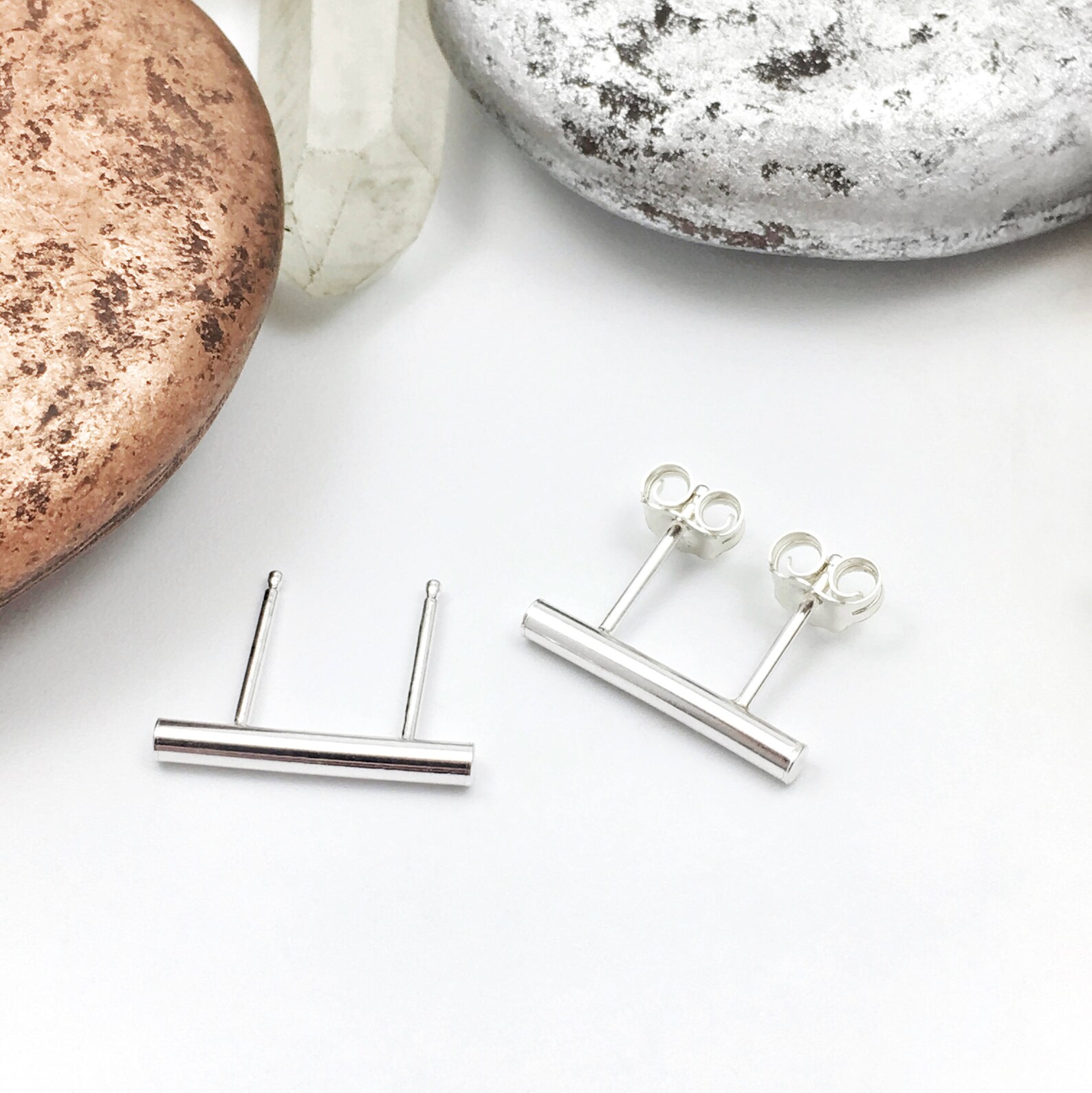 Double Bar Earrings Double Piercing Bar Studs Double Stud | Etsy