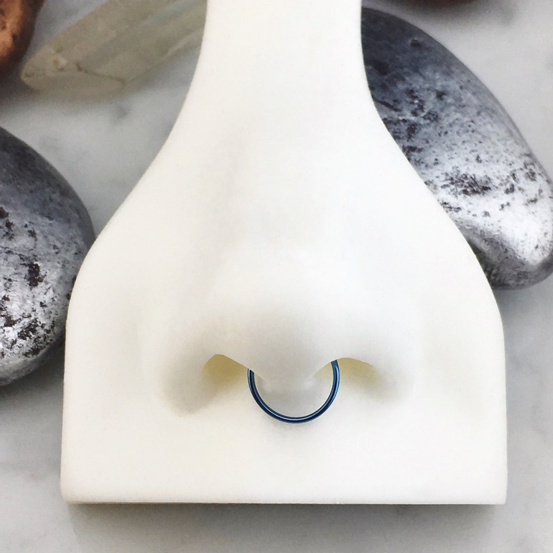 Blue Titanium Nose Hoop Titanium Septum Ring Custom Septum - Etsy