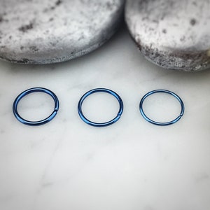 Blue Titanium Nose Ring, Hypoallergenic Septum Hoop - Etsy