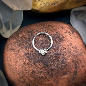 Flower Septum Ring, Septum Hoop, Flower Nose Ring, Sterling Silver Nose ...