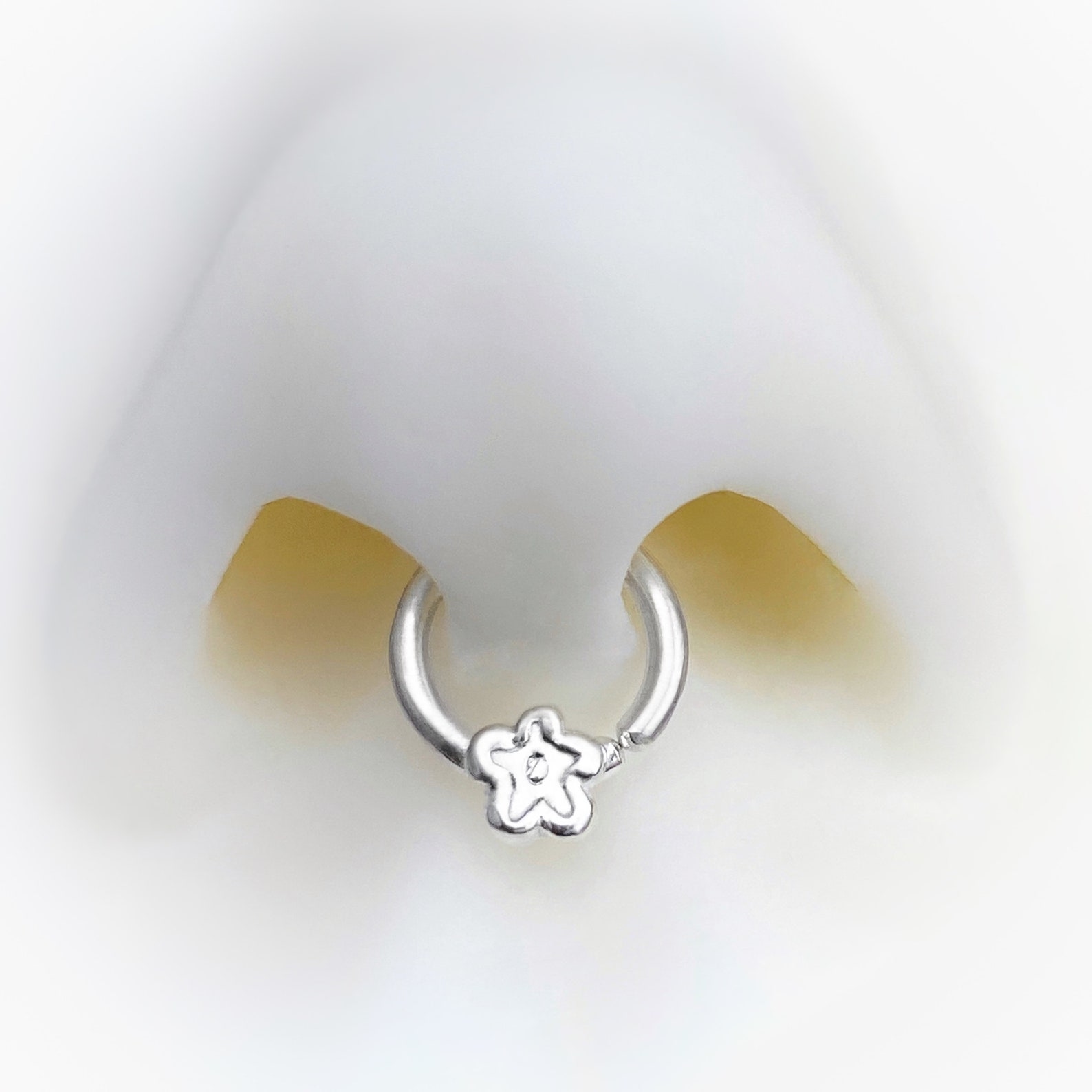 Flower Septum Ring Septum Hoop Flower Nose Ring Sterling - Etsy