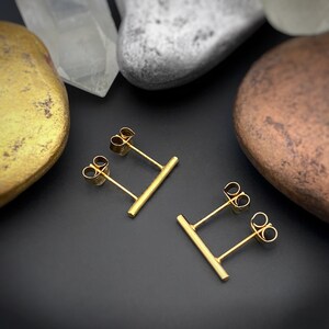 Double Bar Earrings Double Piercing Bar Studs Double Stud - Etsy
