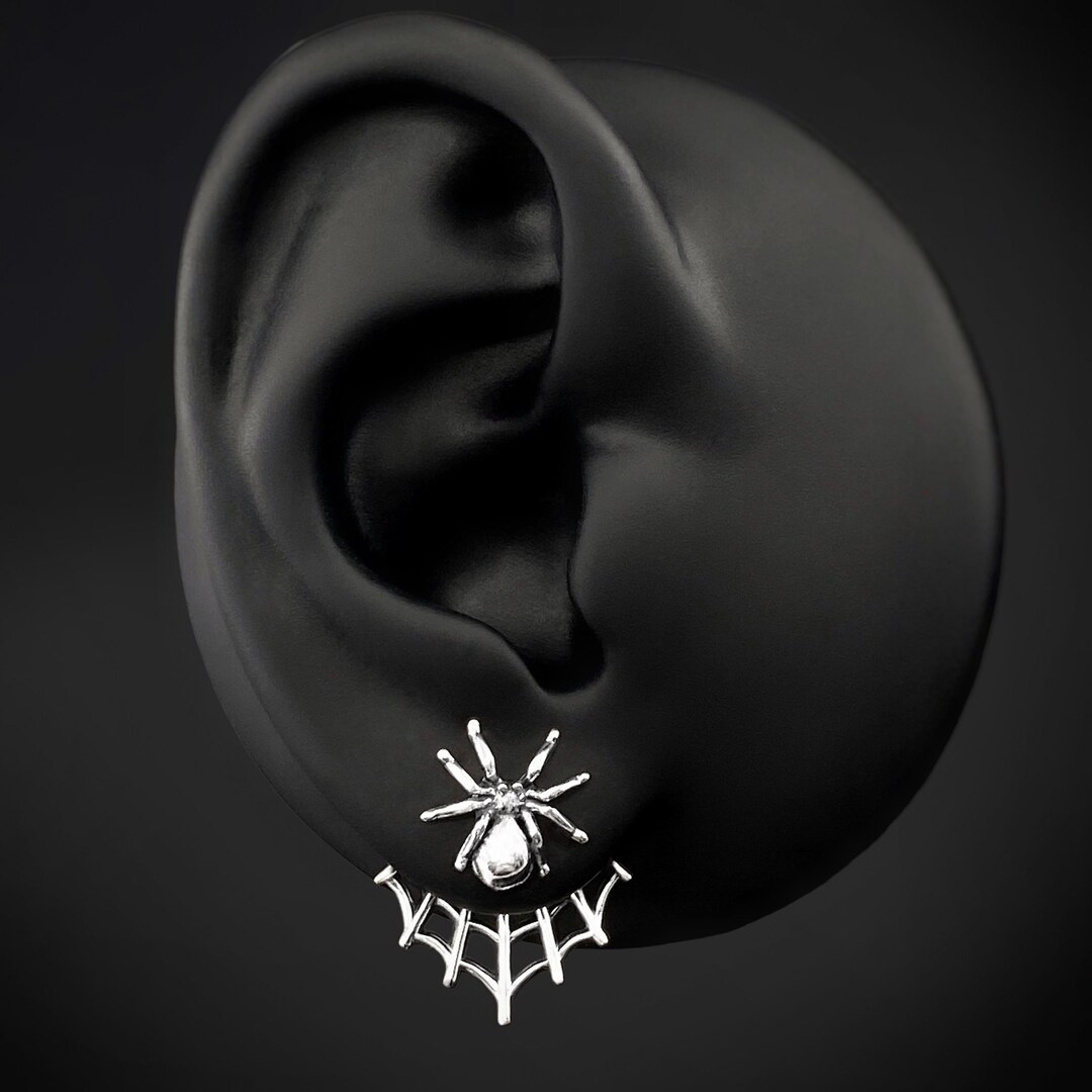 HANDMADE TO ORDER Spider Earrings, Spider Web Ear Jackets, Gothic ...