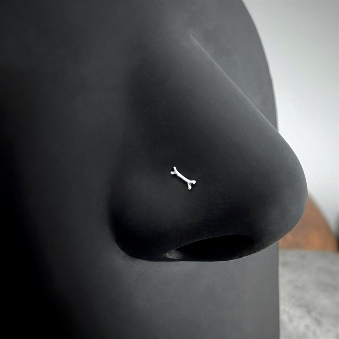 Handmade Fine Silver Bone Nose Stud, Gothic Nose Ring - Etsy