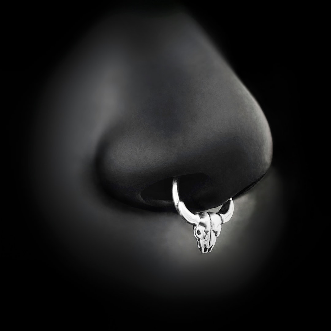 Bull Skull Septum Hoop, Southwestern Septum Ring, Steer Skull Jewelry ...