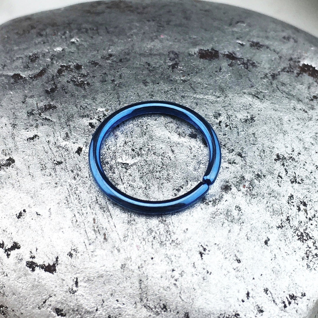Blue Titanium Nose Hoop, Titanium Septum Ring, Custom Septum Hoop, Blue ...