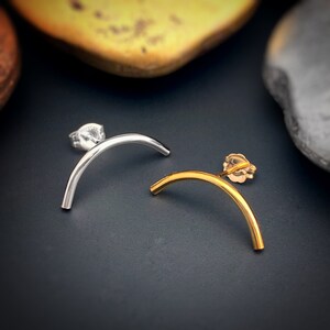 Curved Bar Helix Earring, Curved Bar Stud Earring, Arc Earrings, Helix ...