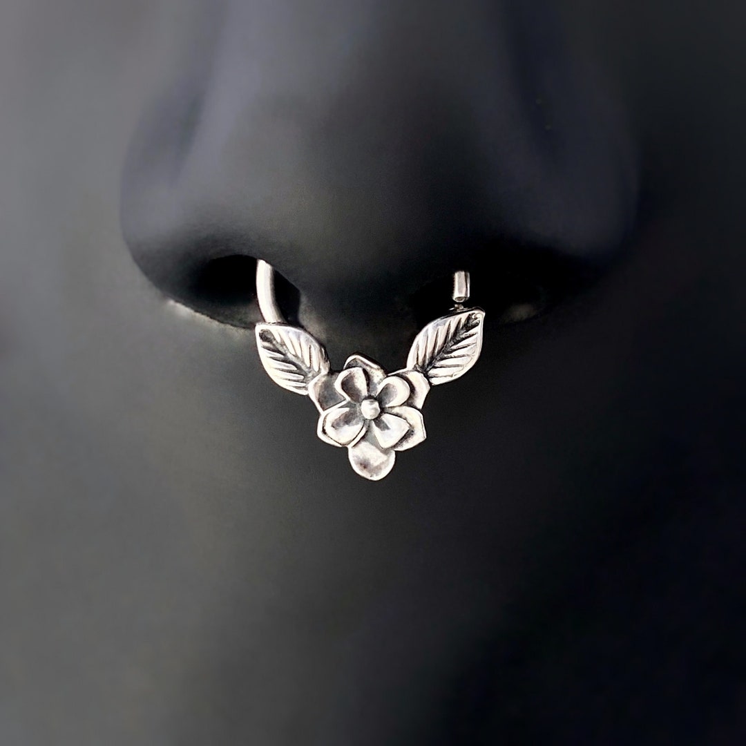 HANDMADE TO ORDER Flower Septum Hoop, Magnolia Septum Jewelry, Luxury ...