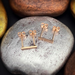 Double Bar Studs, Square Double Piercing Earrings, Double Earrings ...
