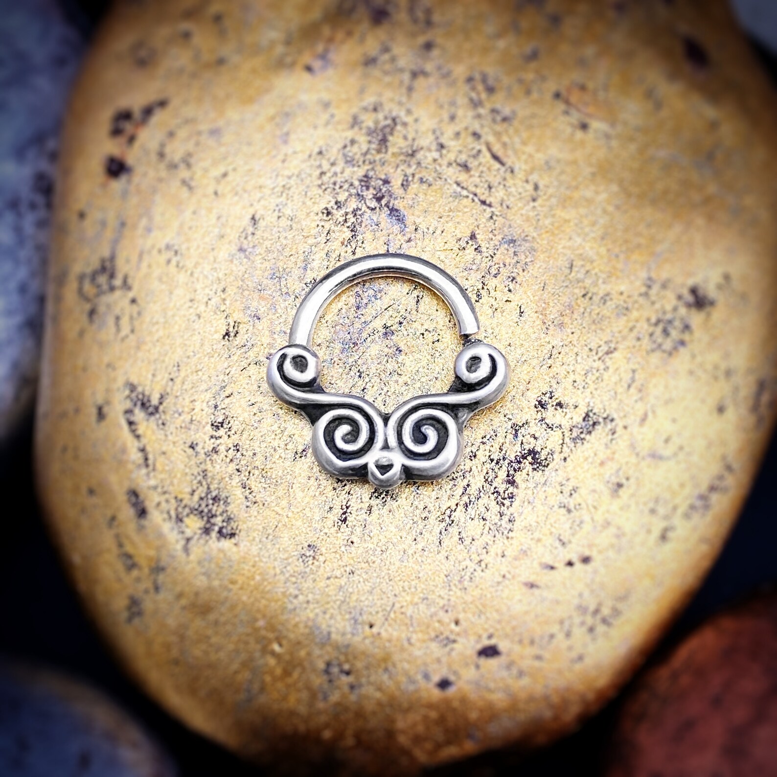 Scroll Septum Ring Spiral Nose Hoop Sterling Silver Nose - Etsy