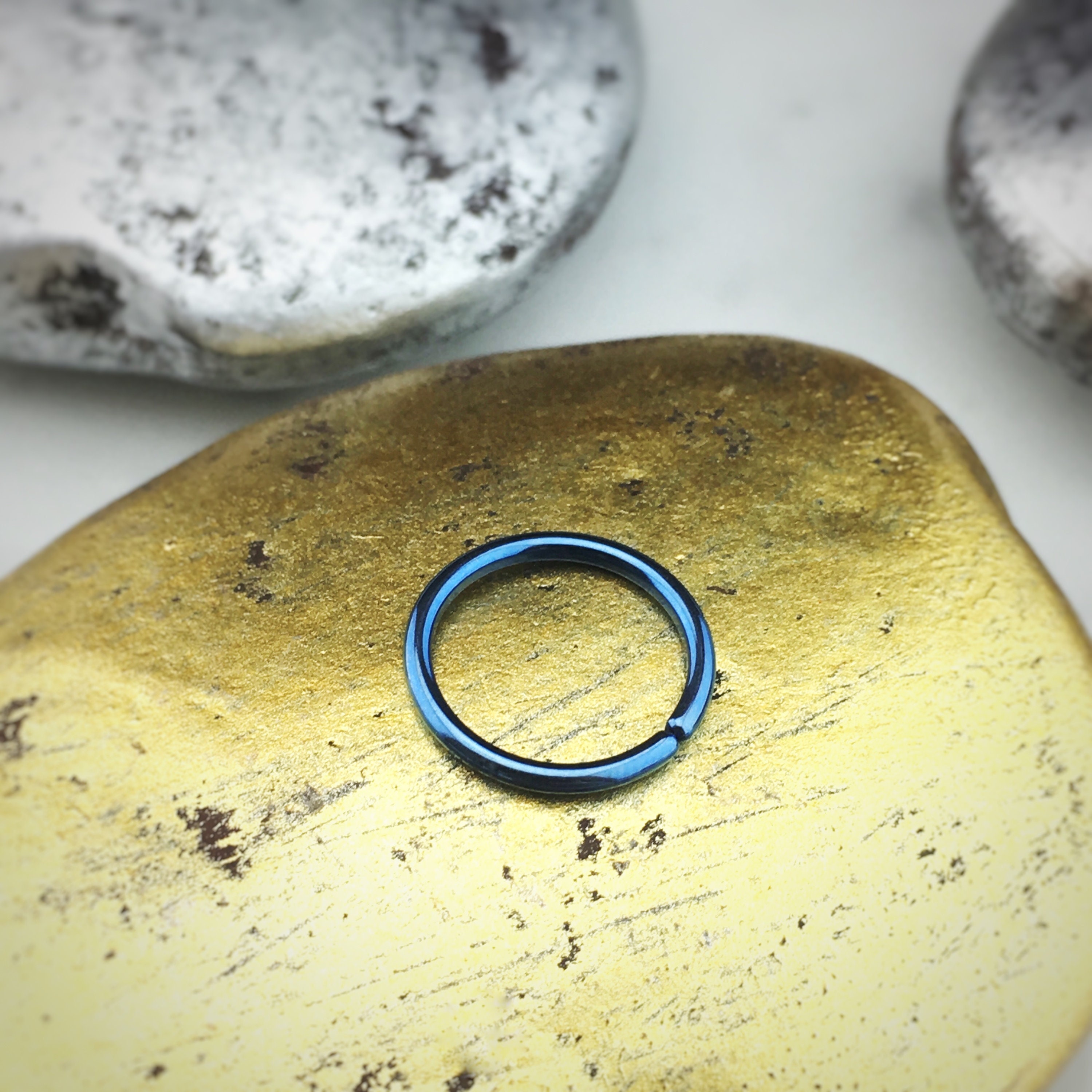 Blue Titanium Nose Ring, Hypoallergenic Septum Hoop - Etsy