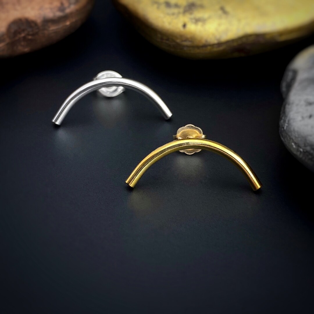 Curved Bar Helix Earring, Curved Bar Stud Earring, Arc Earrings, Helix ...