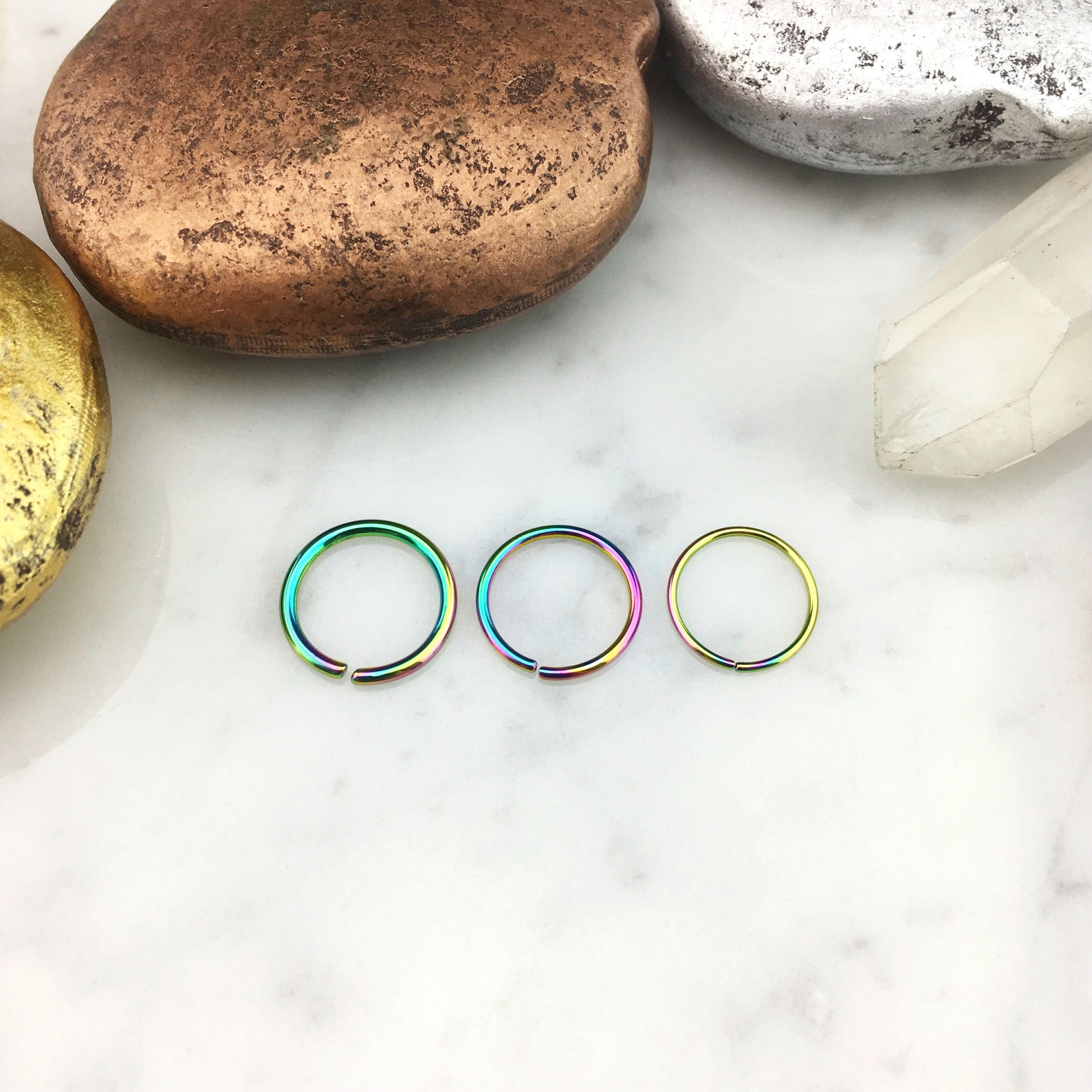 Rainbow Titanium Nose Ring, Titanium Septum Ring, Custom Nose Hoop ...
