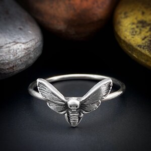 Silver Moth Ring, Silver Ring, Statement Ring, Death Head Moth, Hawk ...