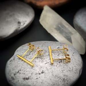 Double Bar Earrings, Double Piercing, Bar Studs, Double Stud Earrings ...