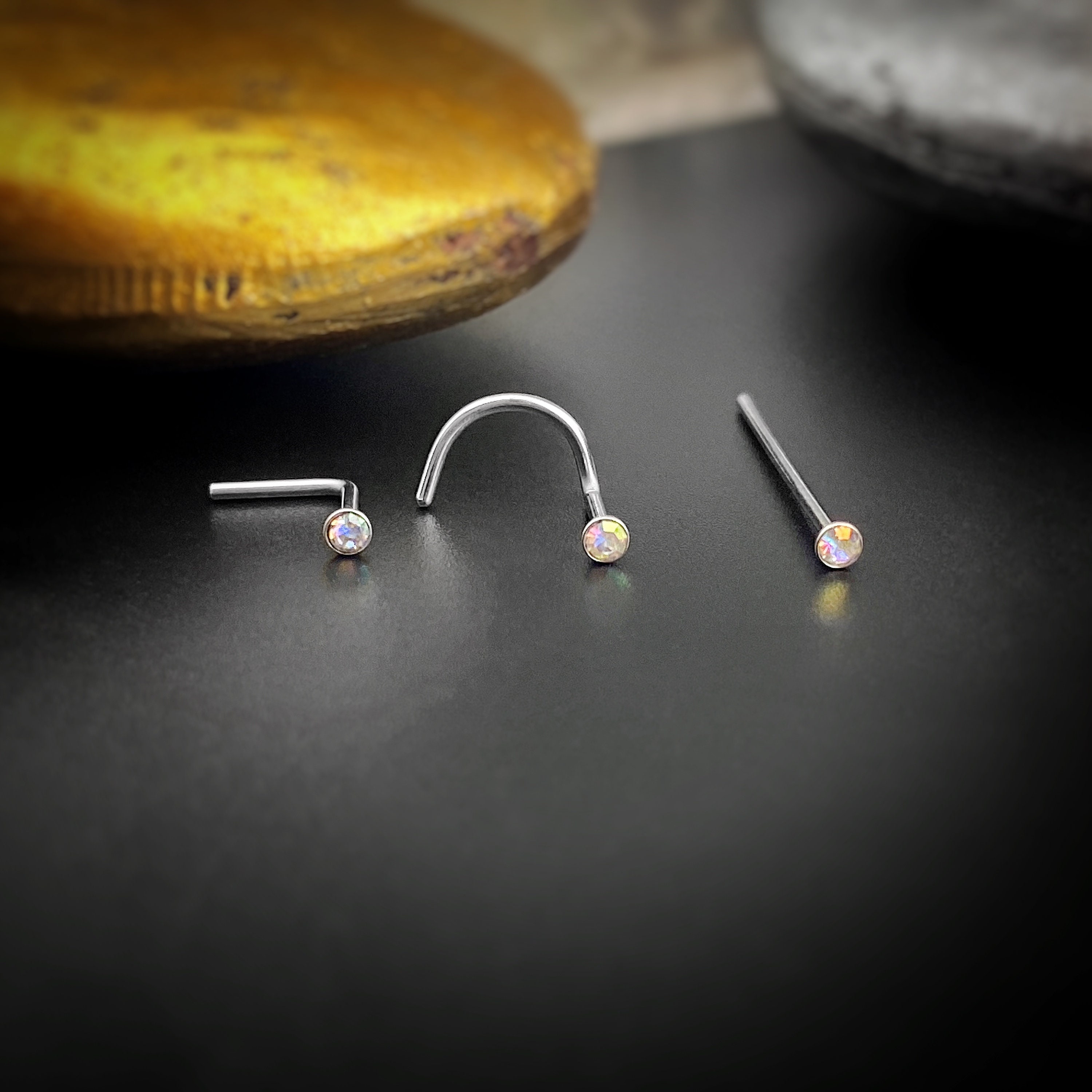 Aura Crystal Nose Stud Rainbow Crystal Nose Ring Diamond | Etsy