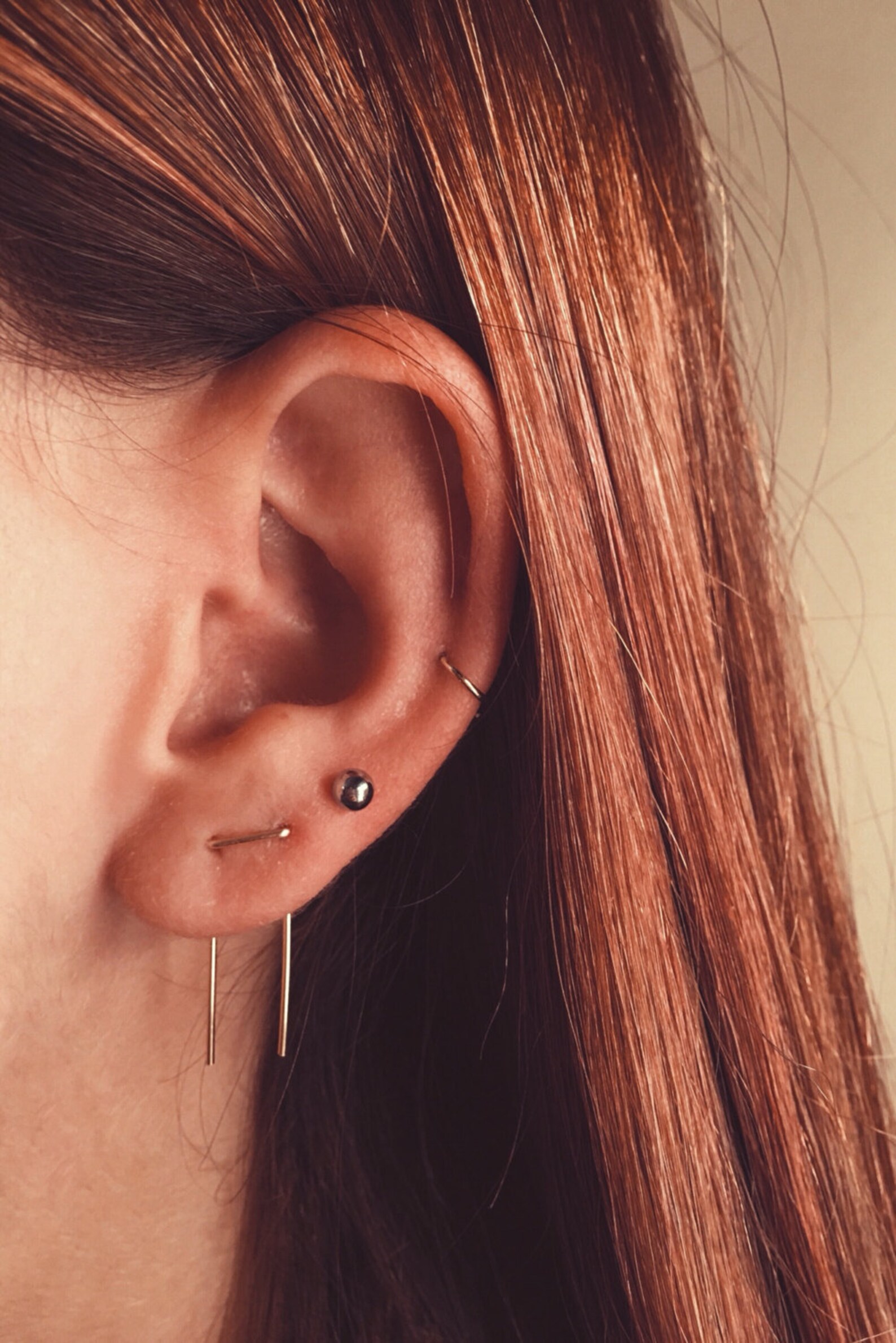 Double Piercing Threader Earrings Double Lobe Earrings - Etsy Canada