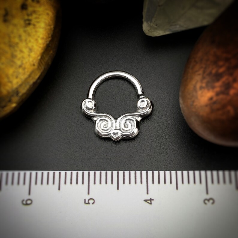 Scroll Septum Ring Spiral Nose Hoop Sterling Silver Nose - Etsy