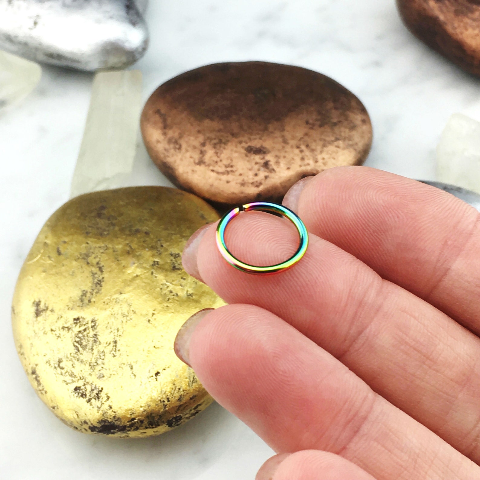 Rainbow Titanium Nose Ring Titanium Septum Ring Custom Nose | Etsy