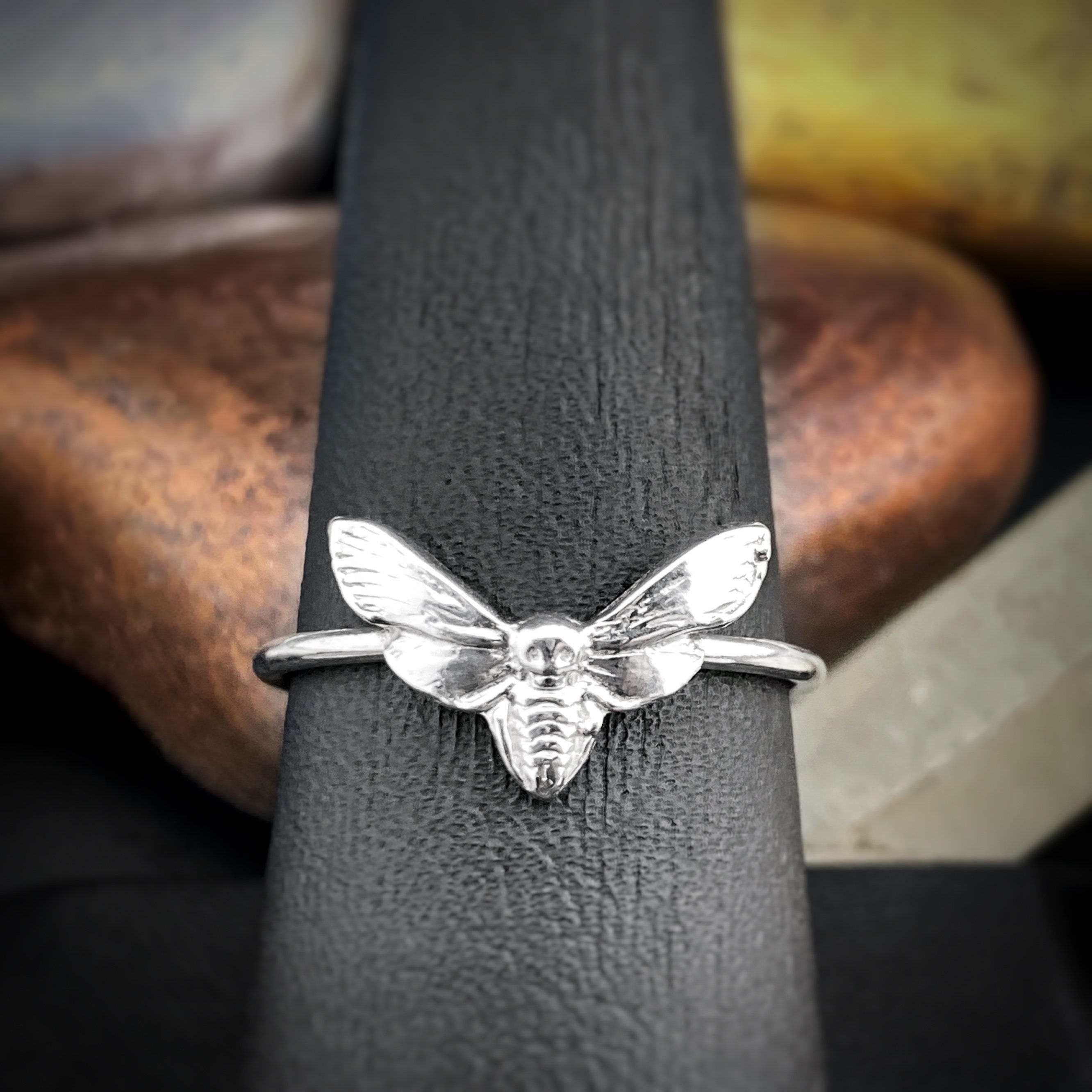 Silver Moth Ring Silver Ring Statement Ring Death Head | Etsy