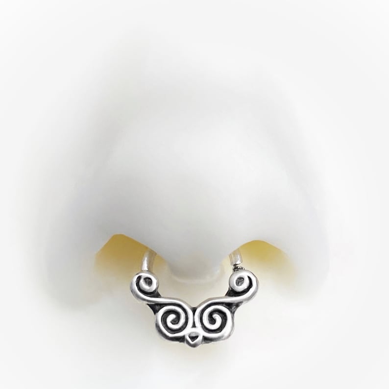 Scroll Septum Ring Spiral Nose Hoop Sterling Silver Nose - Etsy