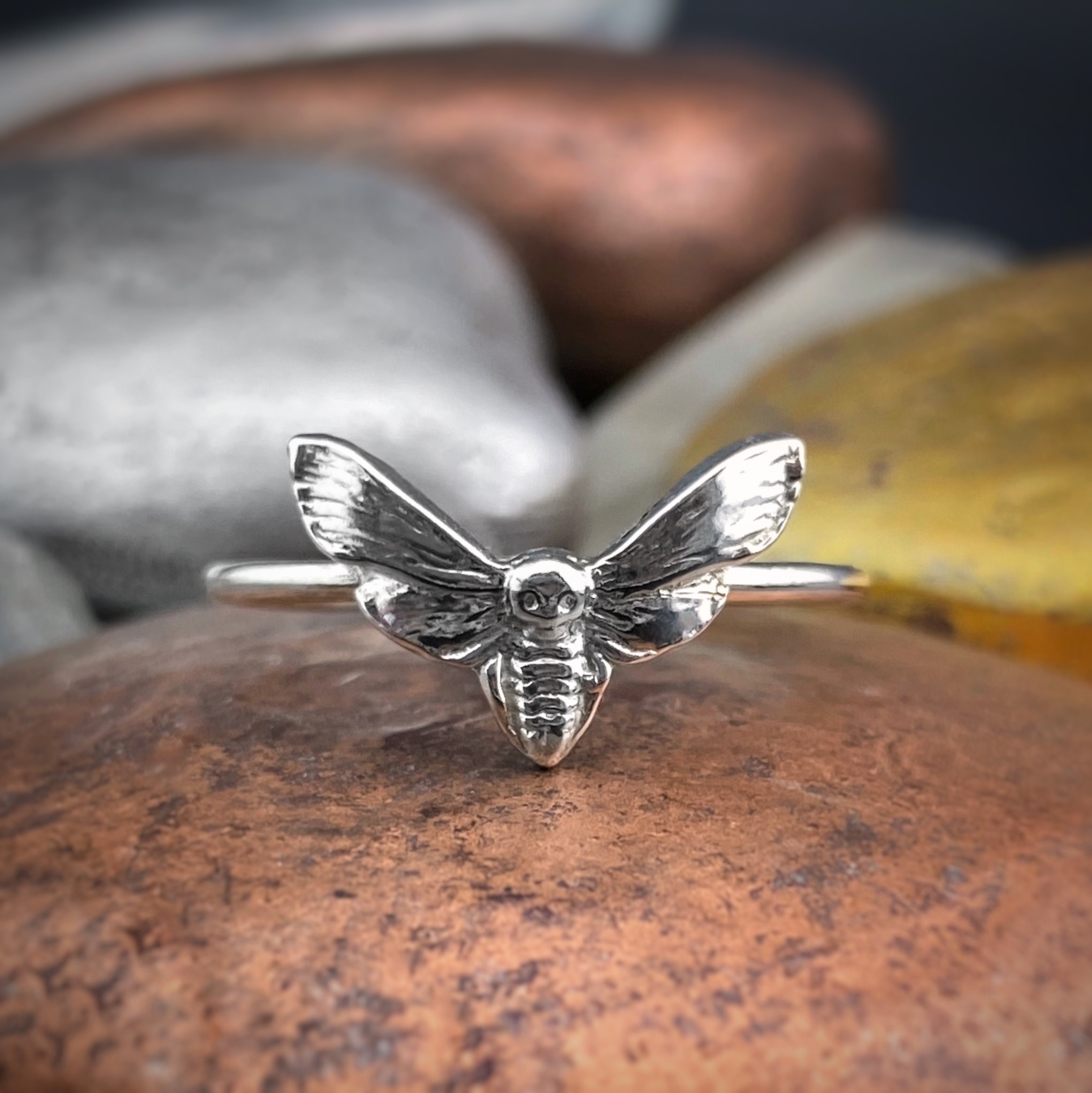 Silver Moth Ring Silver Ring Statement Ring Death Head | Etsy