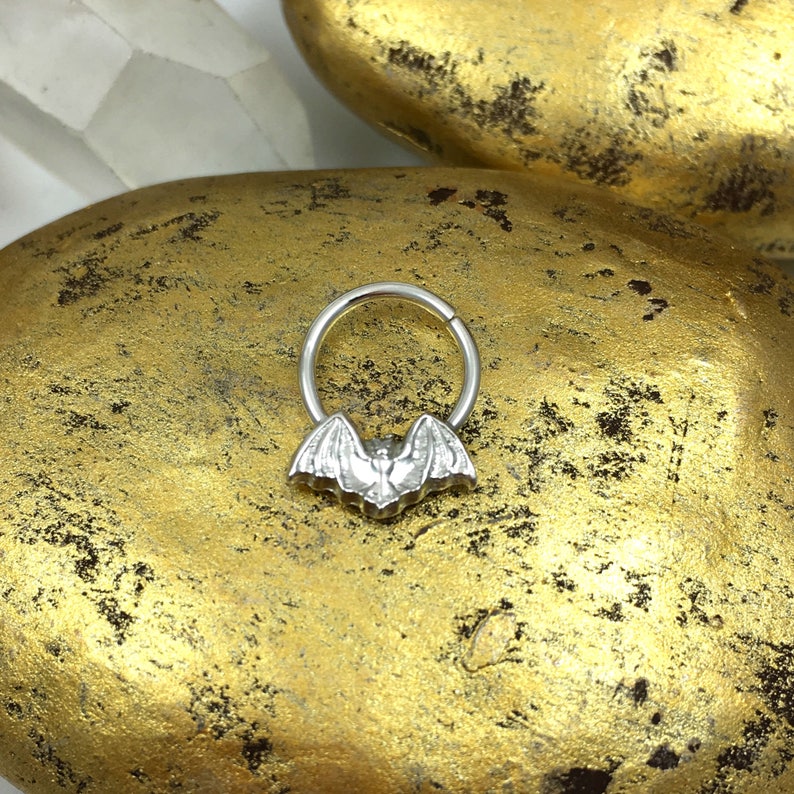 Bat Septum Ring Septum Hoop Bat Nose Ring Sterling Silver | Etsy