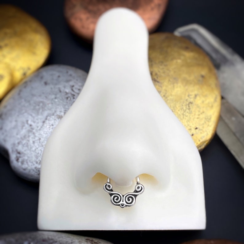 Scroll Septum Ring Spiral Nose Hoop Sterling Silver Nose - Etsy