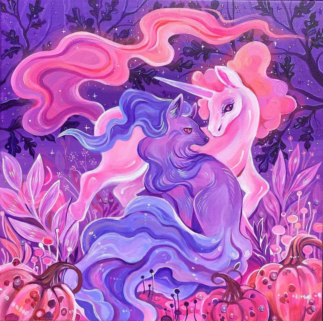 Ninetails and Rapidash - Acrylic Painting - Etsy