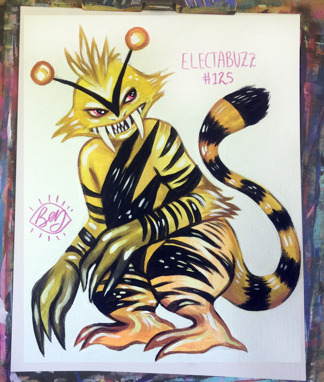 Electabuzz Acrylic Painting Pokemon Fanart - Etsy