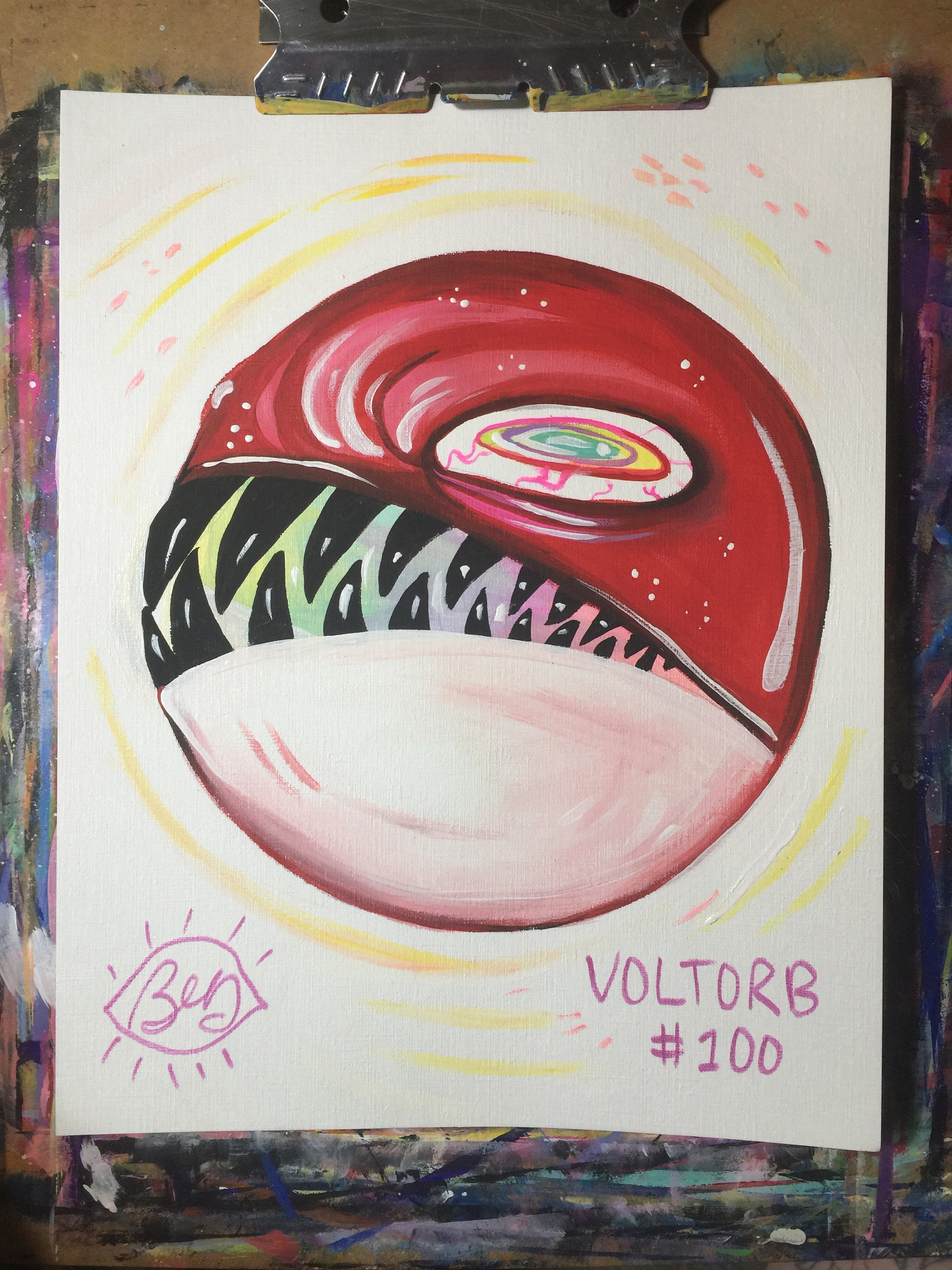 Voltorb Acrylic Painting Pokemon Fanart - Etsy