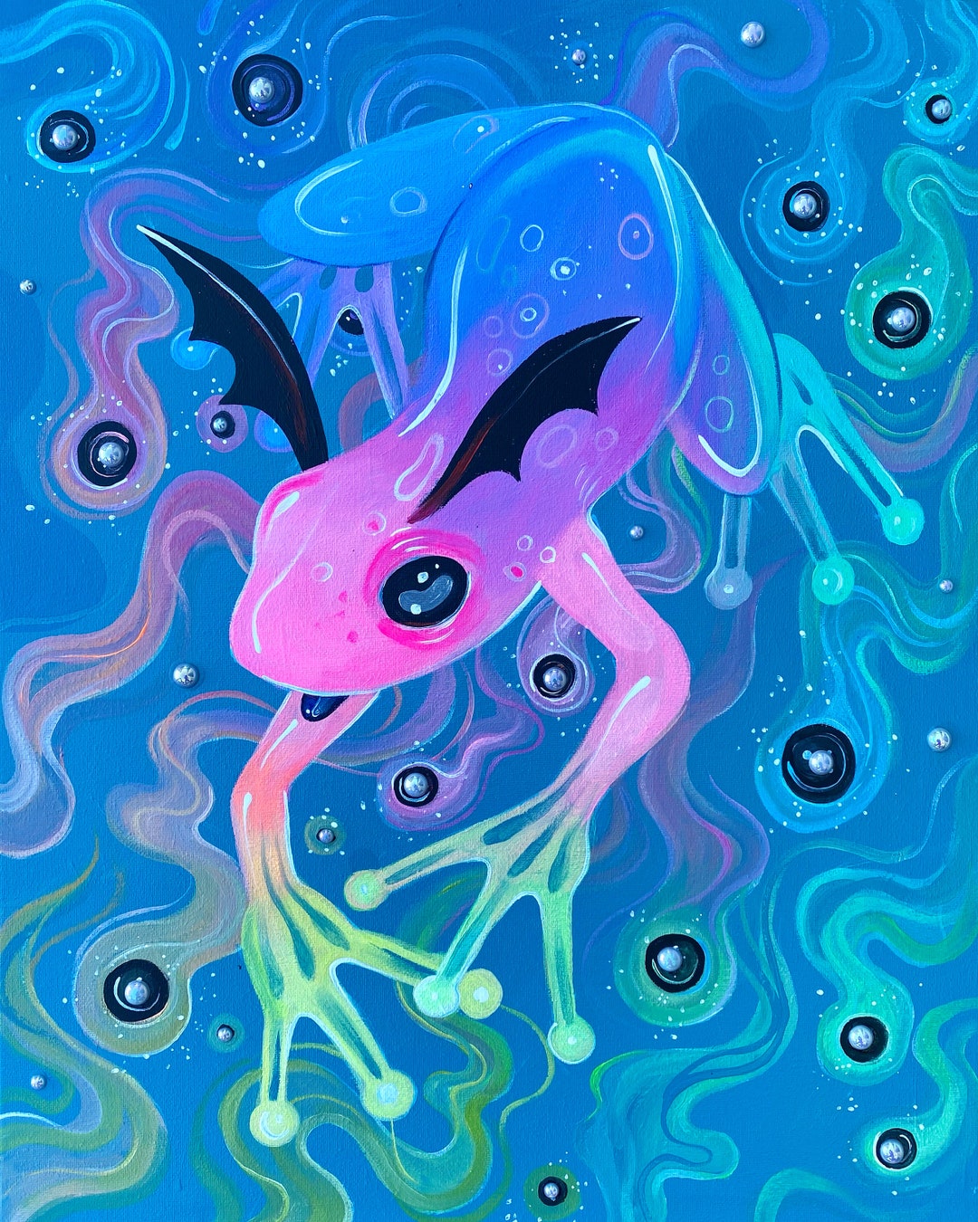 Rainbow Frog - Acrylic Painting - Etsy