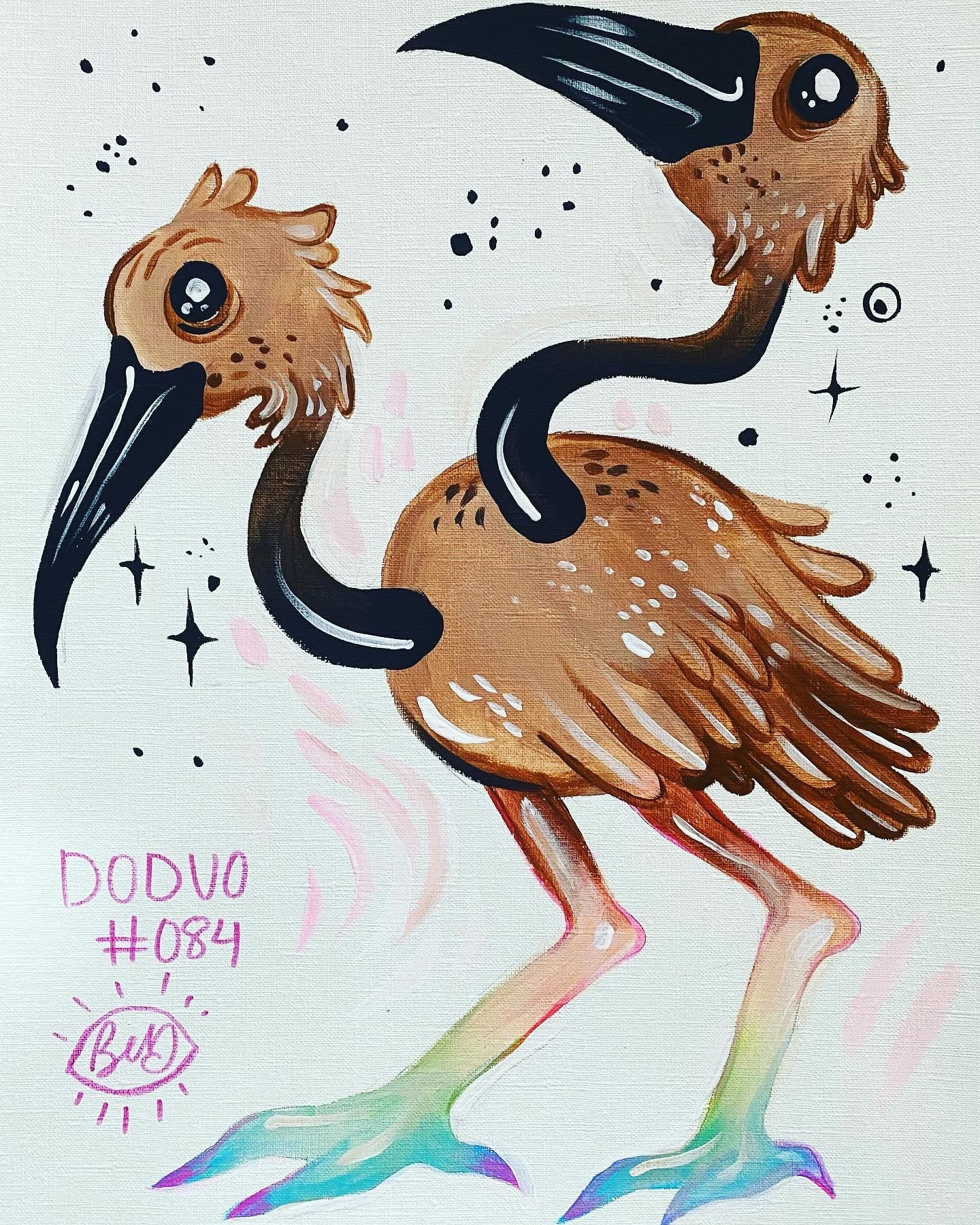 Doduo Acrylic Painting Pokemon Fanart - Etsy