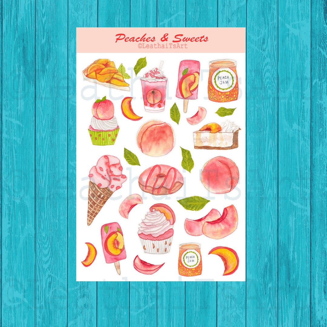 Sweet Peachy Desserts Stickers Peach Dessert Stickers Aesthetic Peach ...