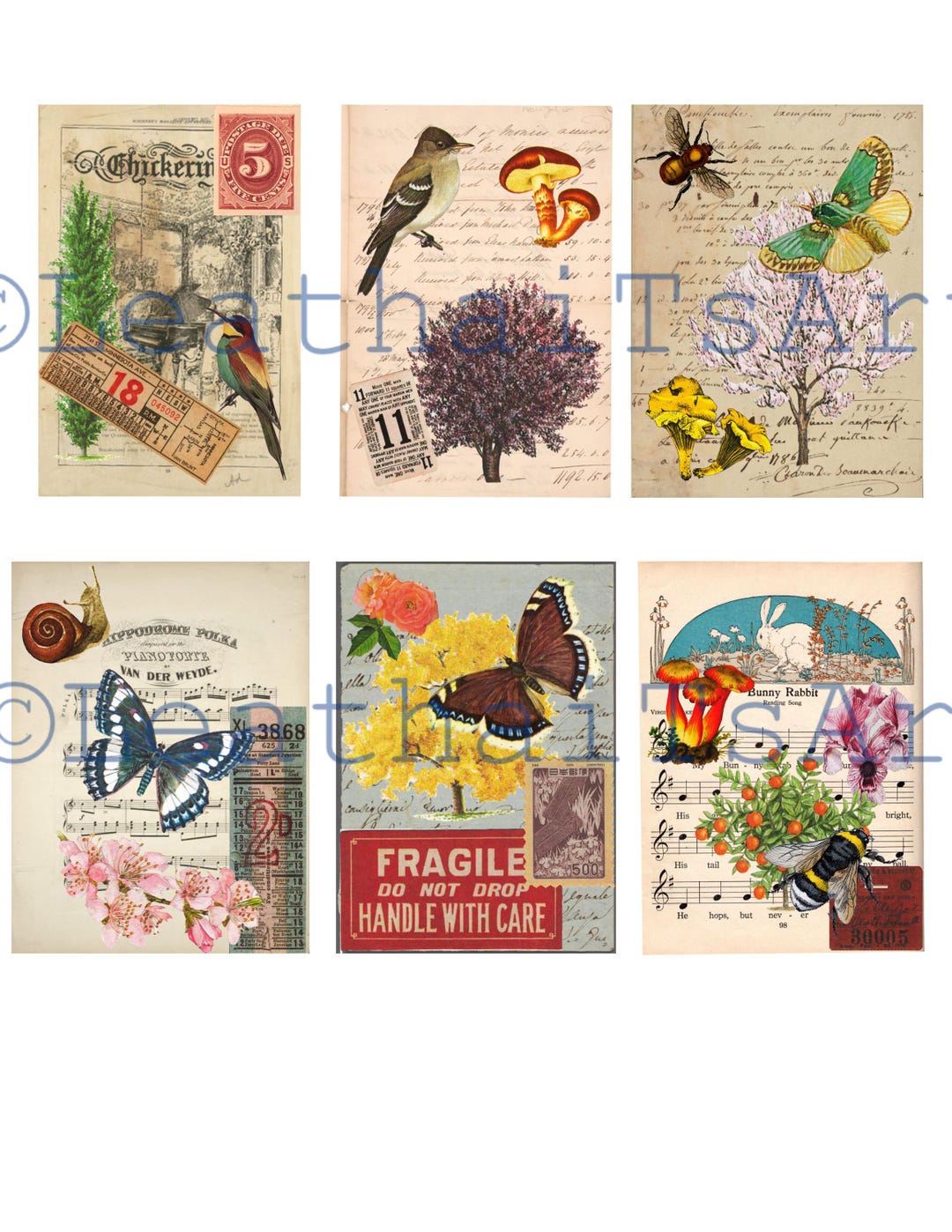 Vintage Collage Ephemera Cards: Junk Journaling, Scrapbooking (digital ...